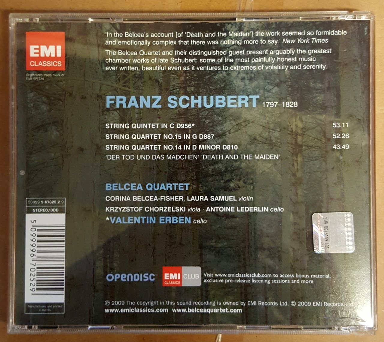 SCHUBERT STRING QUINTET (IN C D956/NO15 IN G D887/NO14 IN D MINOR D810 ... SCHUBERT STRING QUINTET (IN C D956/NO15 IN G D887/NO14 IN D MINOR D810 ...
