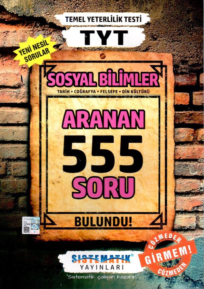 TYT Sosyal Bilimler 555 Aranan Soru Sistematik Yayınları | Akm Kitap TYT Sosyal Bilimler 555 Aranan Soru Sistematik Yayınları | Akm Kitap